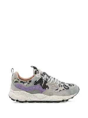 FLOWER MOUNTAIN Leopard-print Low-top Sneakers - Grey