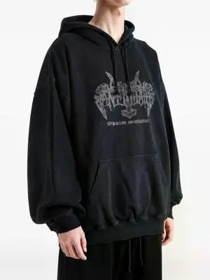 Vetements Antihate Graphic-print Drawstring Hoodie - Black