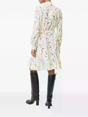 Burberry Ruffled Feather-print Silk Dress