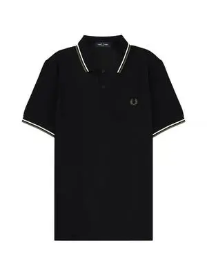 Fred Perry Laurel Wreath-embroidered Striped-trim Polo Shirt - Black