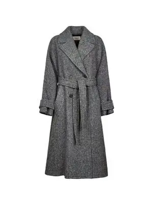 Max Mara Chevron-pattern Belted Coat