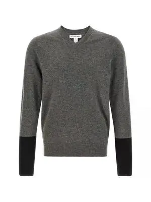 Comme Des Garçons Color-block V-neck Sweater - Grey