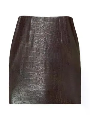 Wolford Embossed Alligator-effect Fitted Mini Skirt - Brown