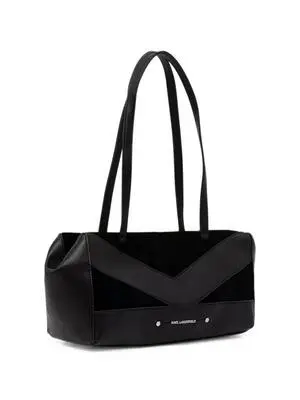 Karl Lagerfeld Suede-panel Leather Shoulder Bag