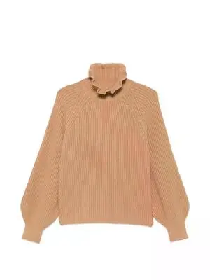 Max Mara Pontile Ruffled-collar Ribbed-knit Sweater