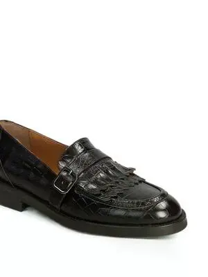 PEDRO MIRALLES Fringed Crocodile-effect Loafers