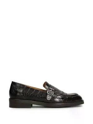 PEDRO MIRALLES Fringed Crocodile-effect Loafers - Brown