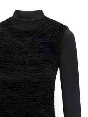 DARKPARK Joy Double-fabric Faux-astrakan & Jersey Top - Black