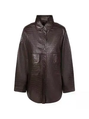 Federica Tosi 100% Coconut Print Leather Shirt Jacket - Brown