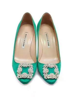 Manolo Blahnik Hangisi Crystal Buckle Pumps