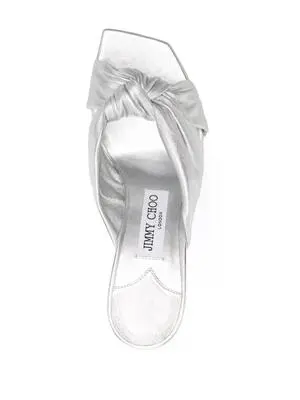 JIMMY CHOO 85mm Avenue Metallic Leather Sandals