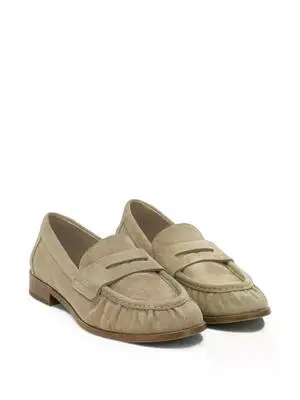 STRATEGIA SHOES Suede Gathered-toe Loafers