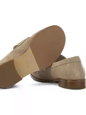 STRATEGIA SHOES Suede Gathered-toe Loafers