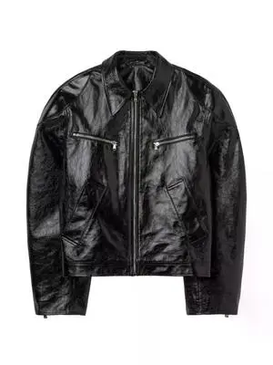 Séfr Zip-up Leather Jacket - Black