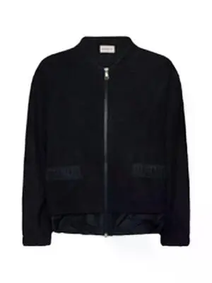 Moncler Zip-up Bouclé-texture Jacket - Blue