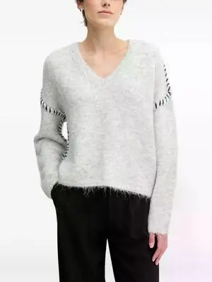 SANDRO FERRONE Whipstitch-detail V-neck Sweater