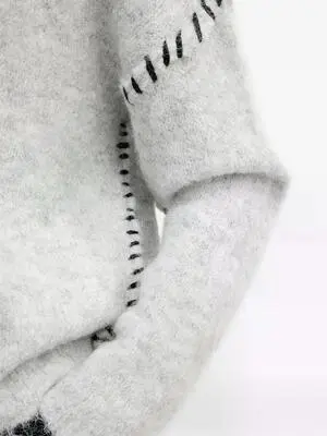 SANDRO FERRONE Whipstitch-detail V-neck Sweater