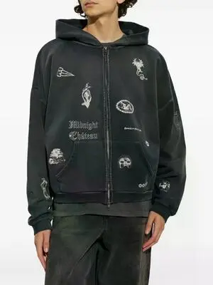 DUKE + DEXTER Graphic-print Zip-up Hoodie