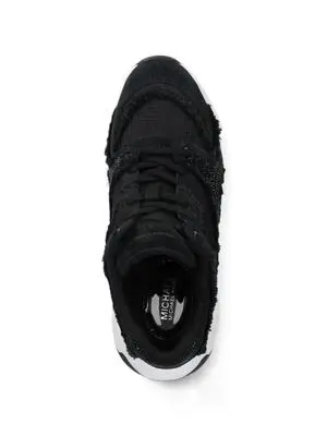 Michael Kors Zuma Embellished Frayed Mixed-media Trainer