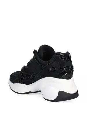 Michael Kors Zuma Embellished Frayed Mixed-media Trainer