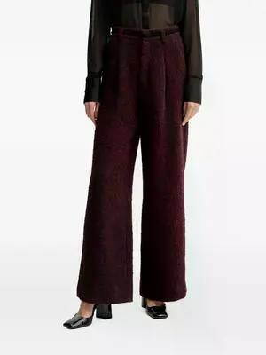 GESTUZ Bouclé-knit Wide-leg Trousers - Red