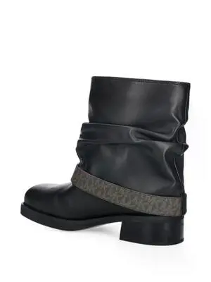 Michael Kors Colby Leather And Signature Logo Ankle Boots