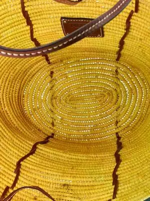 Prada Basket Woven Raffia With Leather Medium Tote Bag