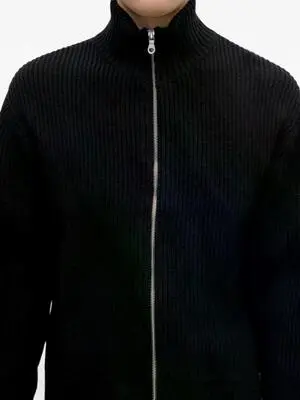 BERNER KUHL Ribbed-knit Zip-up Cardigan - Black