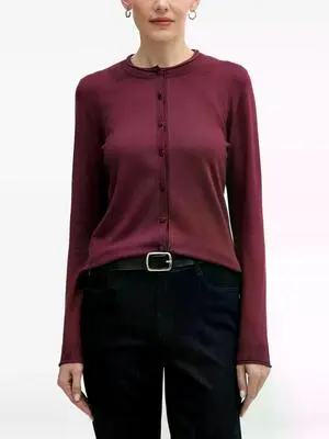 Sisley Ribbed-trim Button-up Cardigan Red