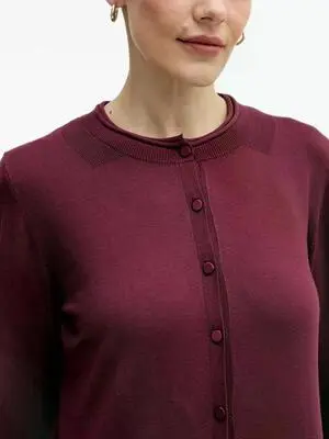 Sisley Ribbed-trim Button-up Cardigan - Red