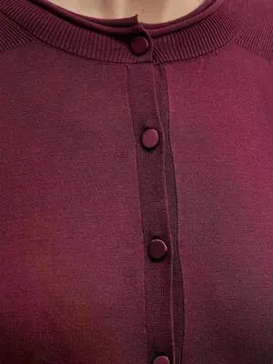 Sisley Ribbed-trim Button-up Cardigan - Red