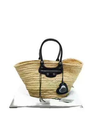 Balenciaga Small Le Cagole Raffia Tote Bag