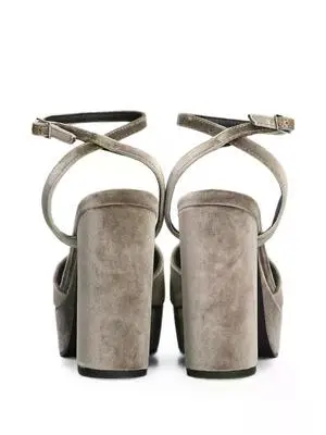 BIBI LOU Velvet Platform Sandals - Grey