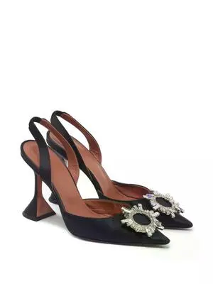Amina Muaddi Begum Crystal-embellished Slingback Pumps - Black