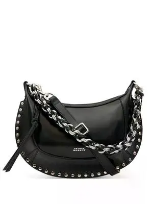 Isabel Marant Étoile Oskan Moon Studded Leather Shoulder Bag - Black