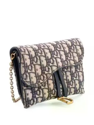 Dior Saddle Chain Wallet Oblique Canvas Crossbody Bag