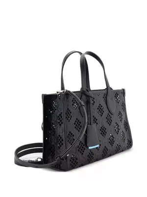 Gucci Convertible Gg Debossed Laser Cut Leather Small Tote Bag - Black