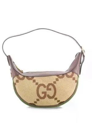 Gucci Ophidia Half Moon Bag Jumbo Gg Canvas Mini Hobo Bag - Brown