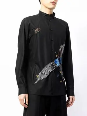 Shiatzy Chen Embroidered Mandarin-collar Cotton Shirt