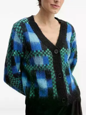 SANDRO FERRONE Check Buttoned Cardigan
