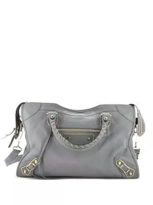 Balenciaga City Classic Metallic Edge Bag Leather Medium Satchel - Grey