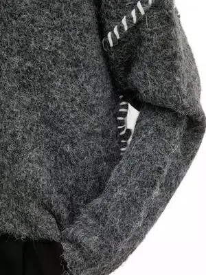 SANDRO FERRONE Whipstitch-detail V-neck Sweater