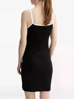 GESTUZ Embroidered Ribbed Mini Dress - Black