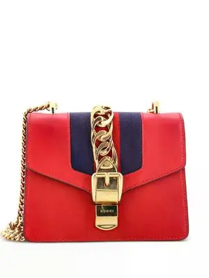 Gucci Sylvie Chain Shoulder Bag Leather Mini Crossbody Bag - Red