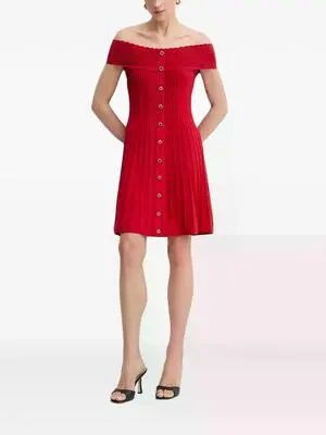 MORGAN Off-shoulder Button Dress - Red