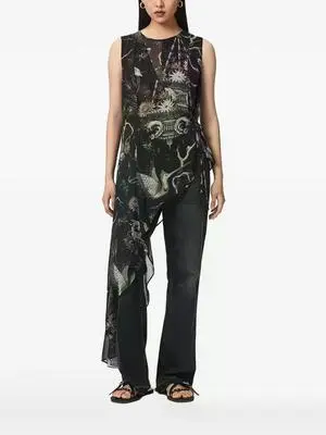 ALLSAINTS Enola Graphic-print Asymmetric Blouse