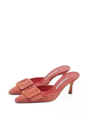 Manolo Blahnik Maysale Buckle Mules - Red