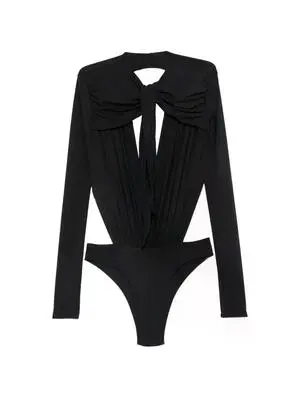 AMAZUIN Anais Cut-out Ruched Bodysuit - Black