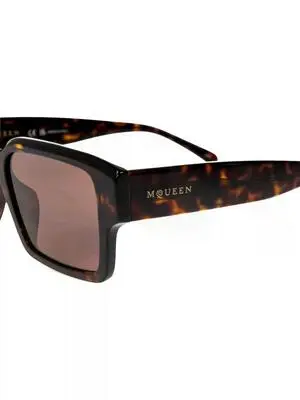 Alexander McQueen Tortoiseshell-effect Rectangle-frame Sunglasses