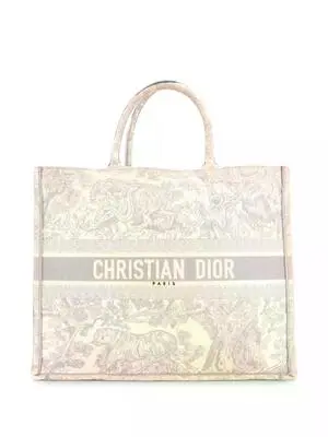 Dior Book Embroidered Canvas Large Tote Bag - Grey